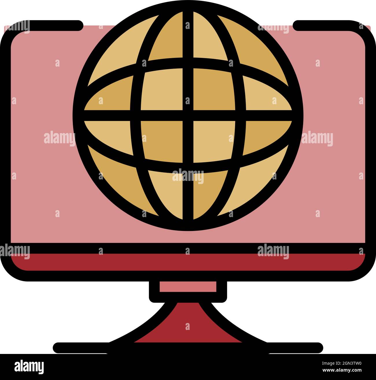 Web global firewall icon. Outline web global firewall vector icon color ...