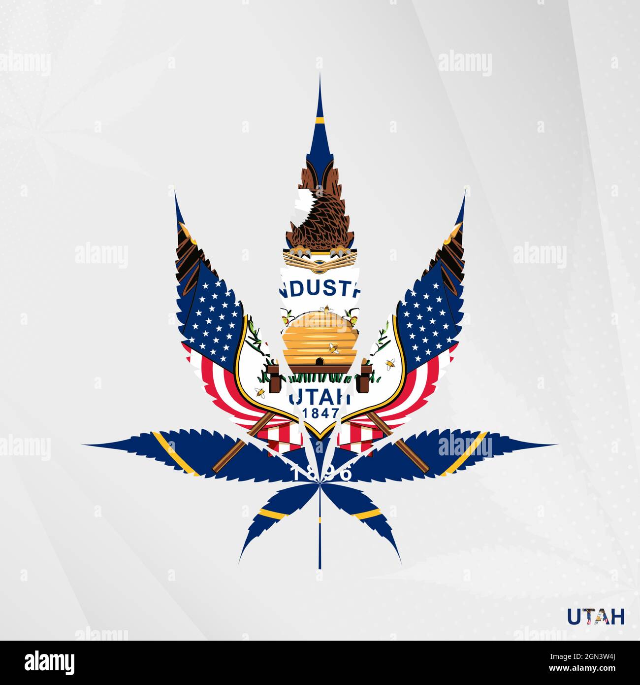 Flag of Utah in Marijuana leaf shape. The concept of legalization ...