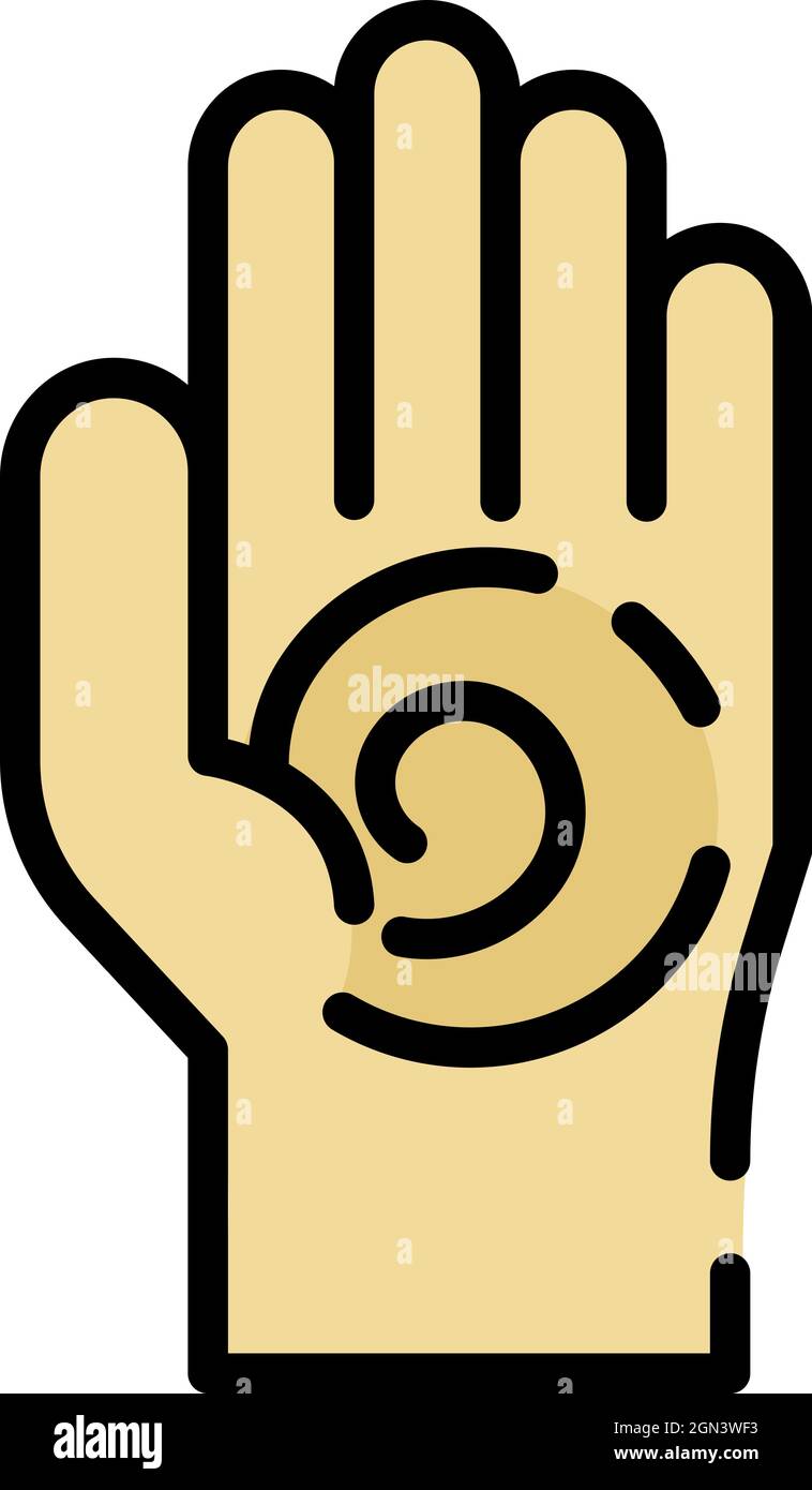 Hand energy icon. Outline hand energy vector icon color flat isolated ...
