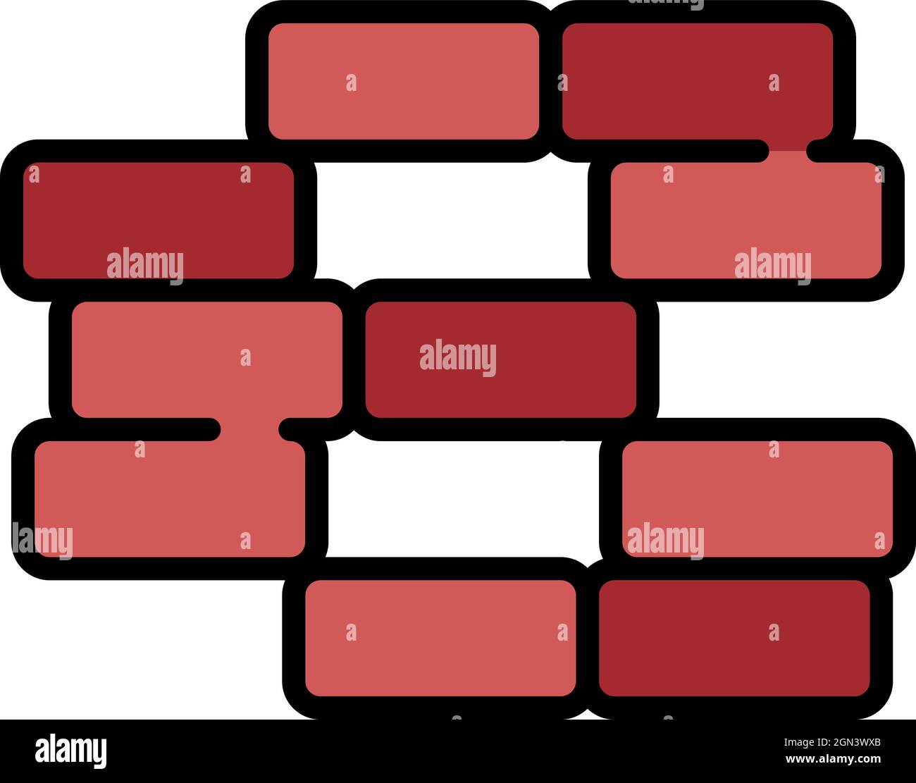 Brick firewall icon. Outline brick firewall vector icon color flat ...