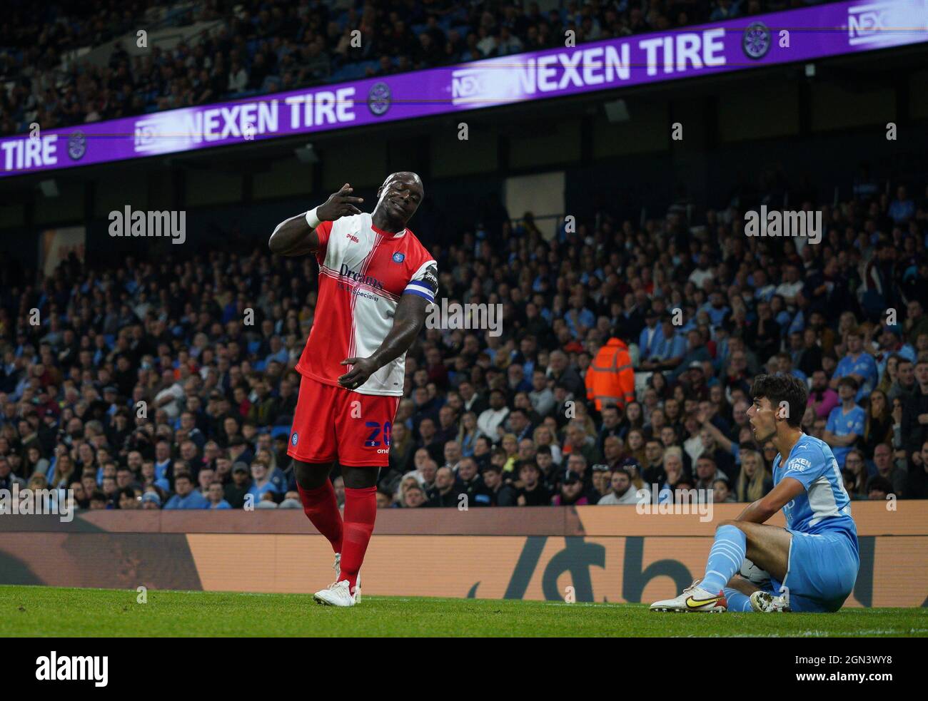 Manchester, UK. 21st Sep, 2021. Adebayo Akinfenwa of Wycombe Wanderers ...
