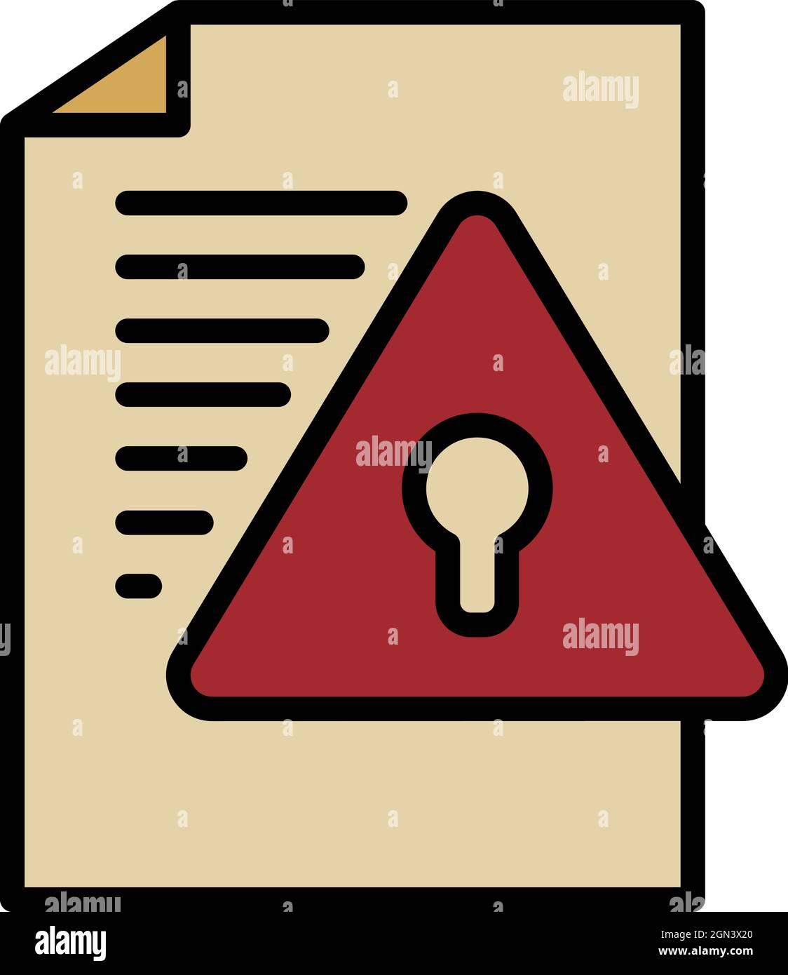 Locked file icon. Outline locked file vector icon color flat isolated ...