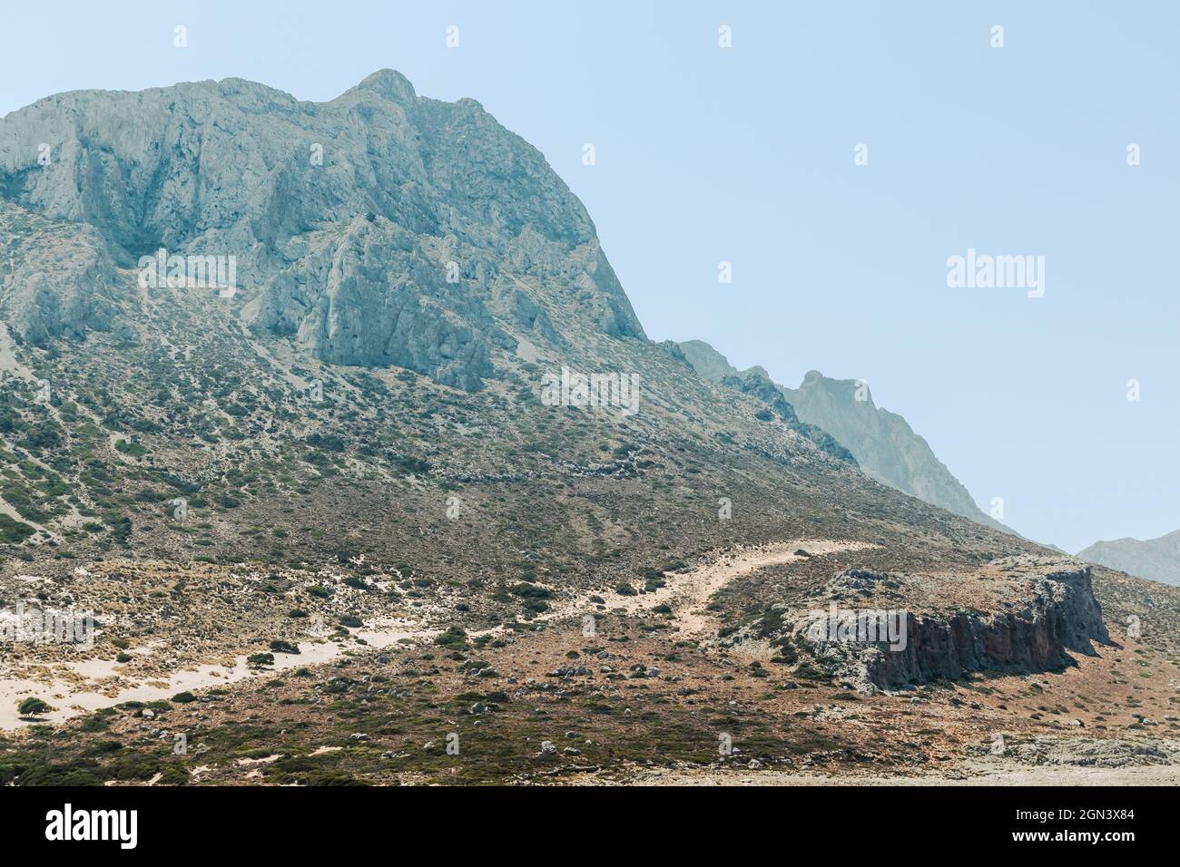 Horizontal view of a big mountain showing the natural geological ...
