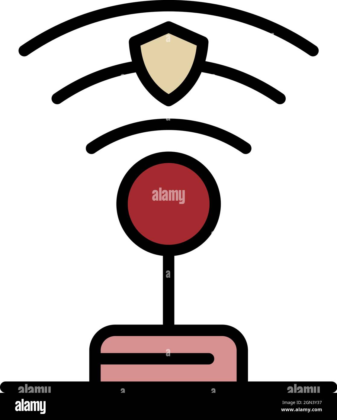 Protected Wifi Icon Outline Protected Wifi Vector Icon Color Flat Isolated Stock Vector Image