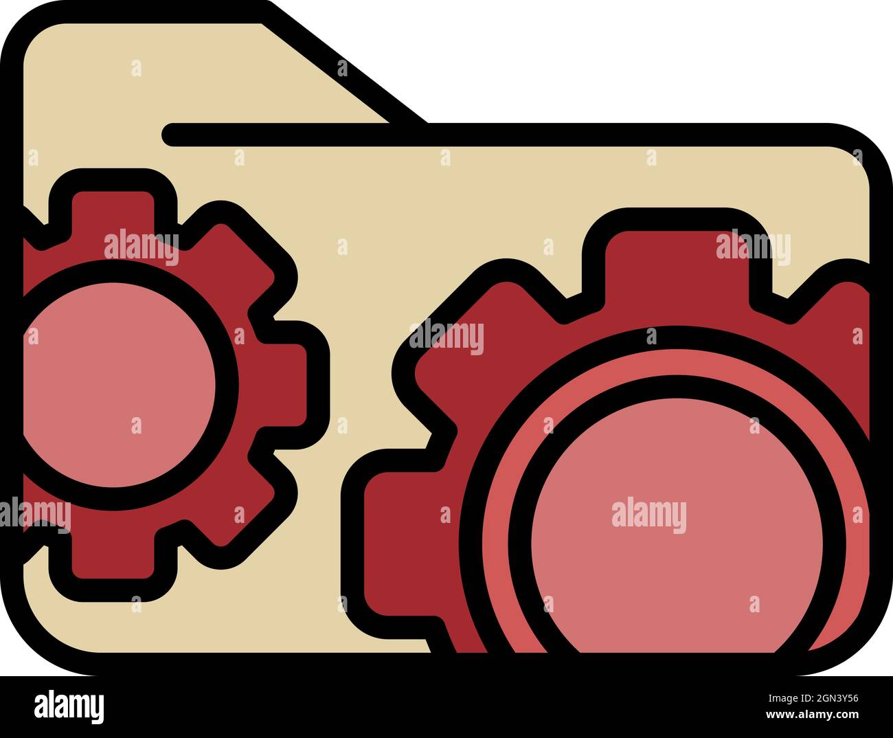 Gear folder icon. Outline gear folder vector icon color flat isolated ...