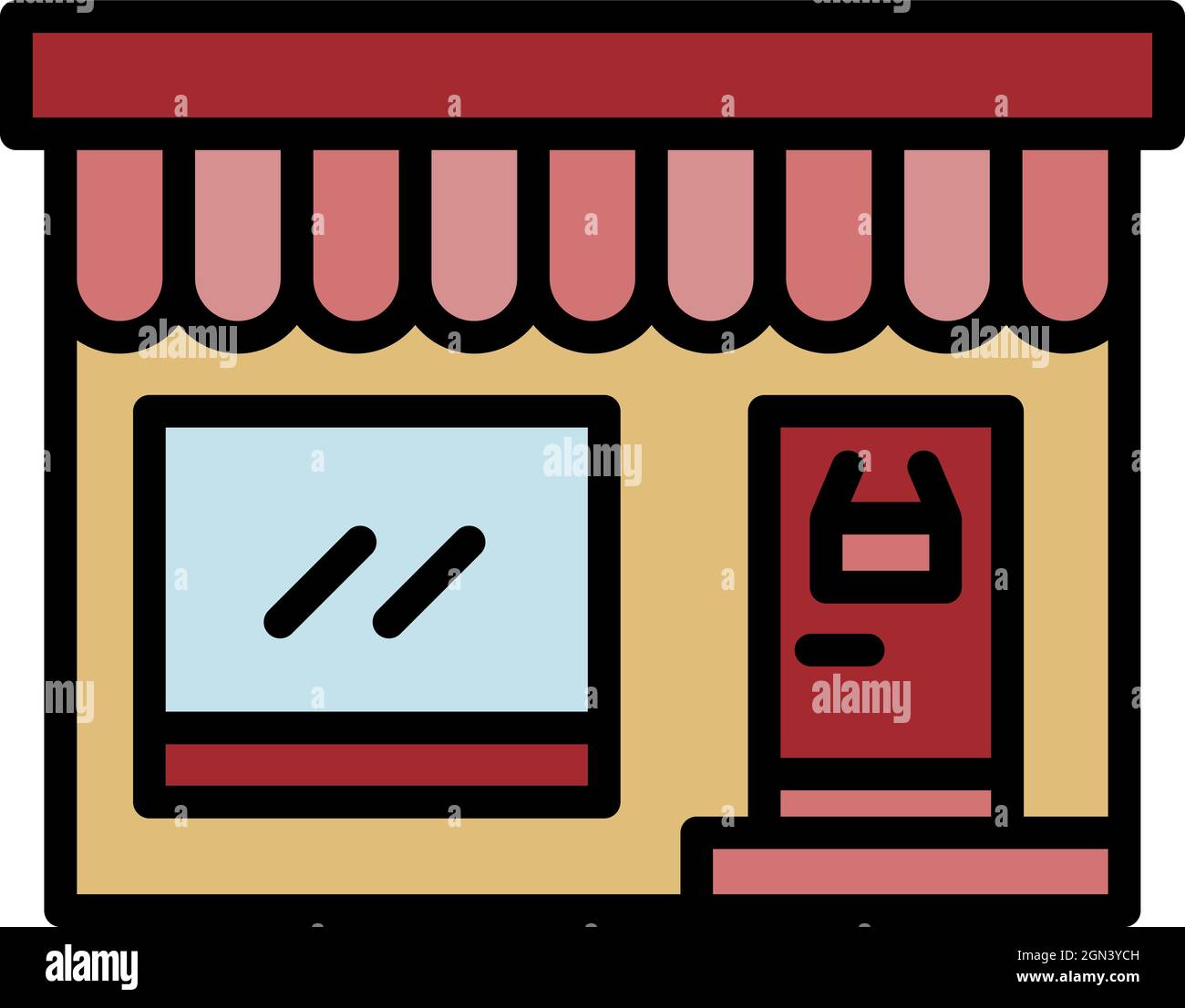 Grocery street shop icon. Outline grocery street shop vector icon color ...