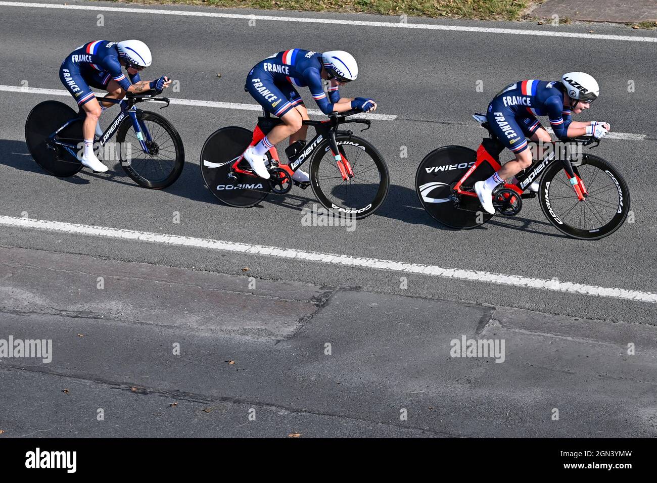 French Team pictured in action during the team time trial mixed relay ...