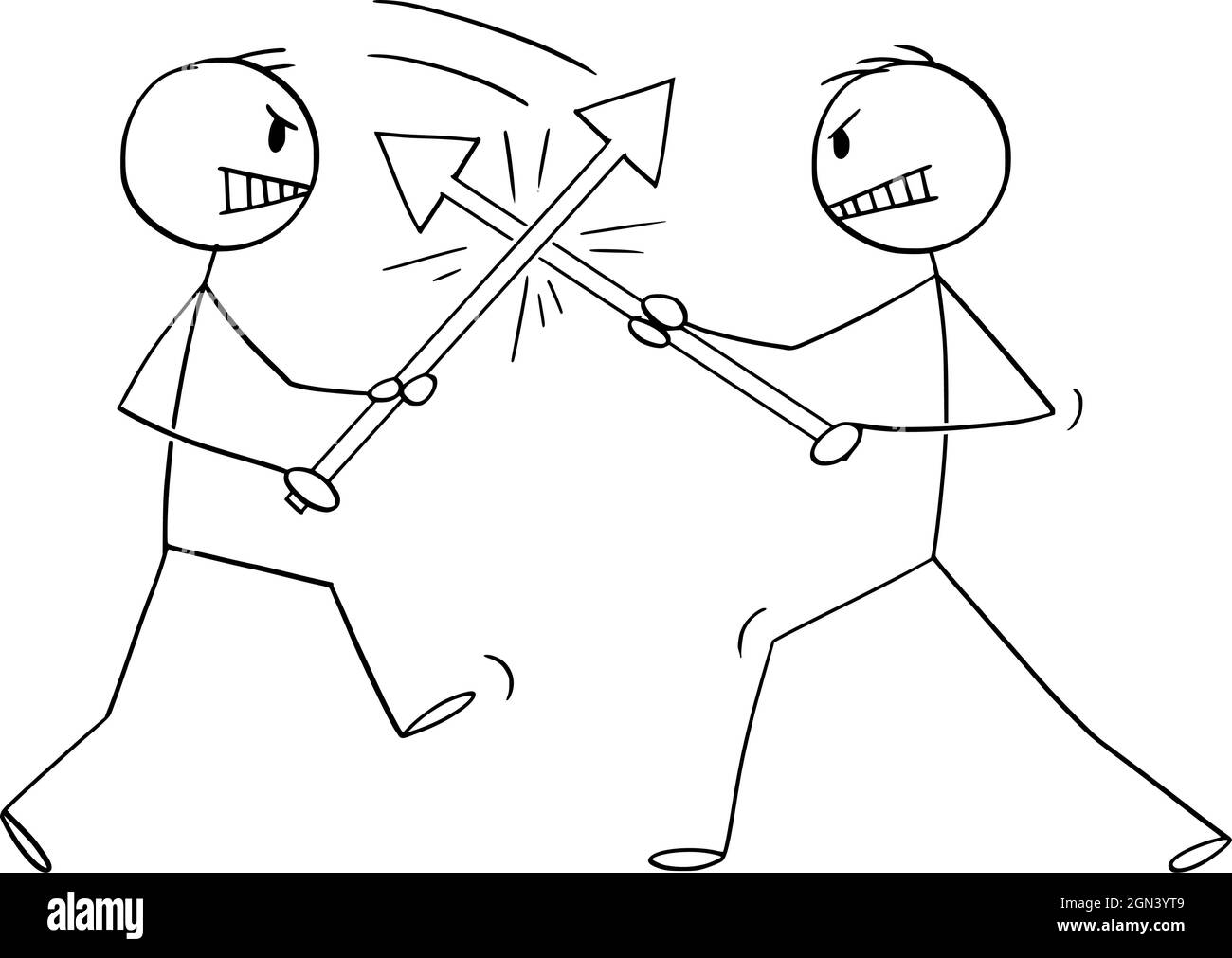 Two Persons or Businessmen Fighting About Direction Choice , Vector ...