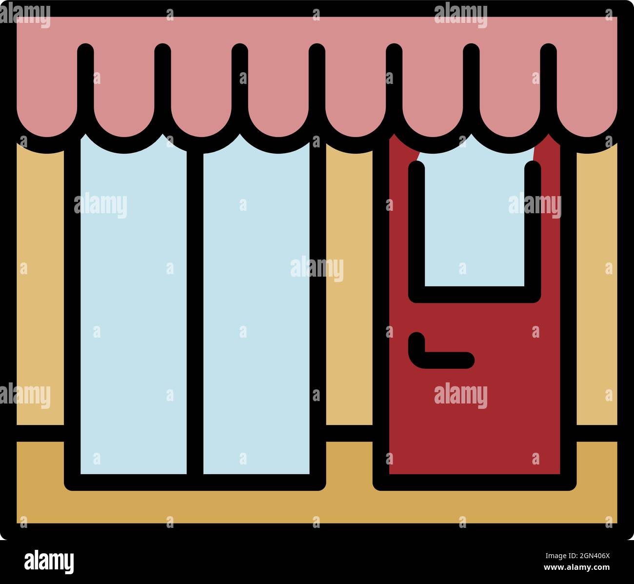 Window street shop icon. Outline window street shop vector icon color ...