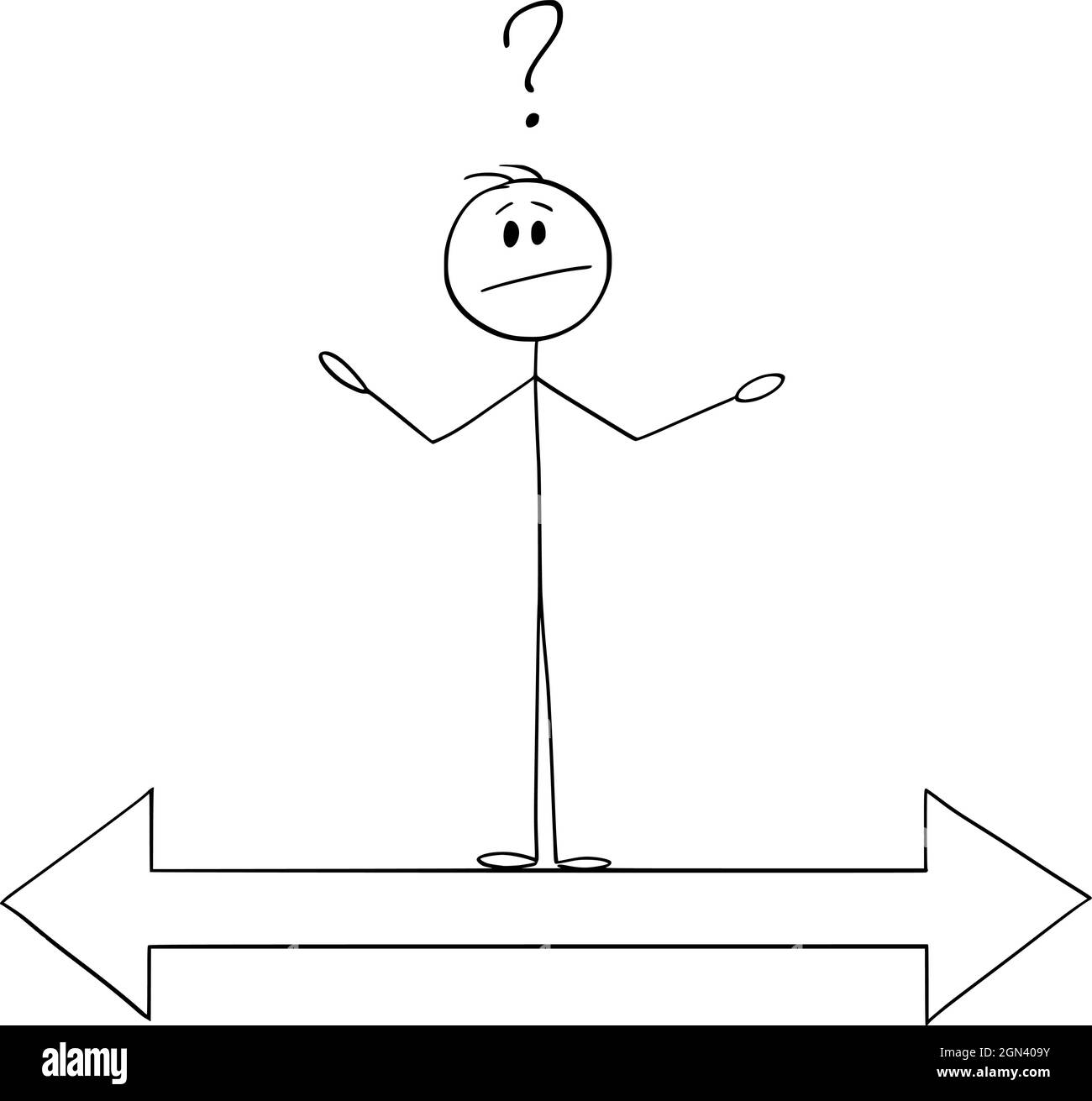 Person or Businessman Doing Decision, Vector Cartoon Stick Figure ...