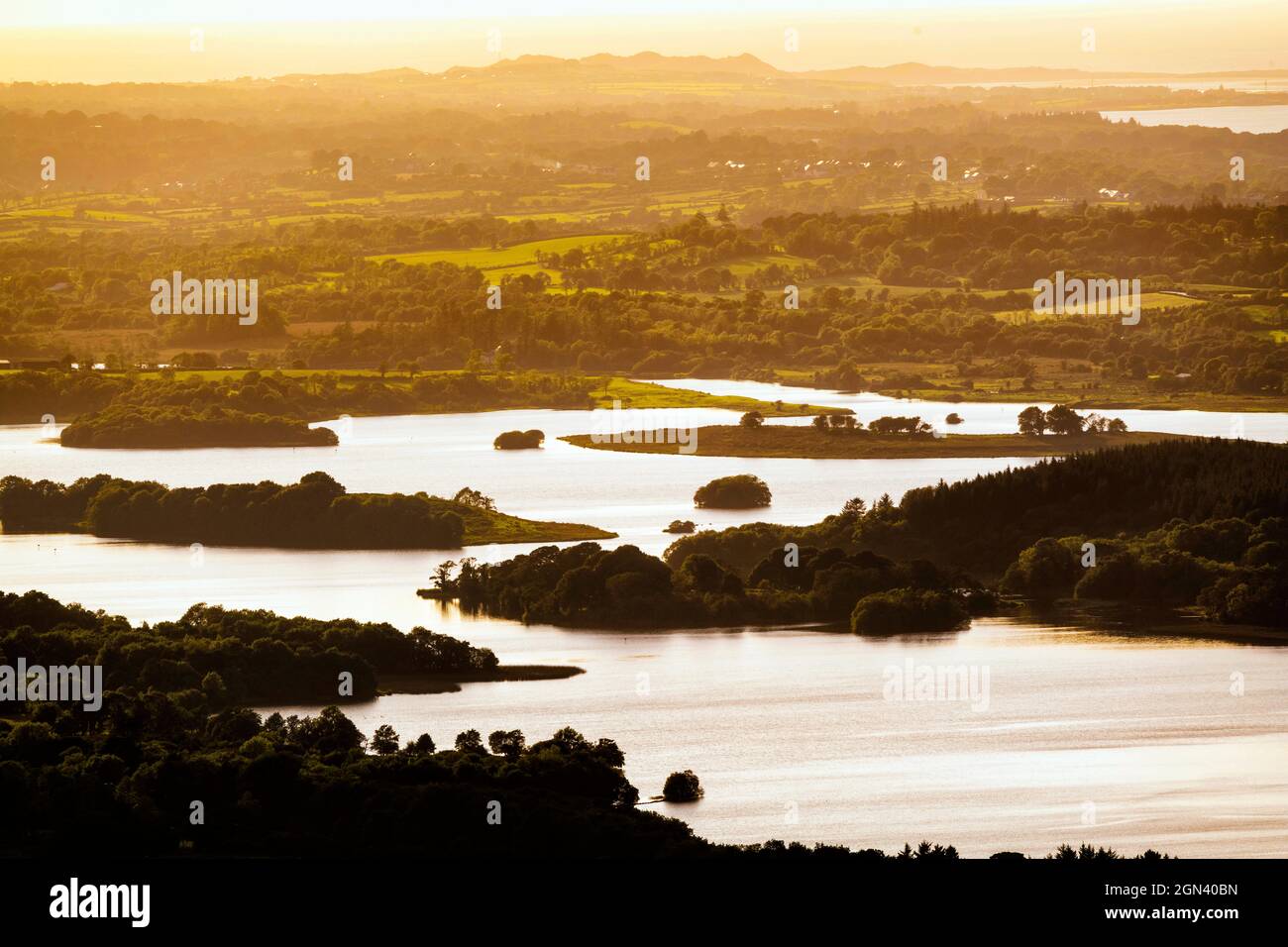 Sunset on Lower Lough Erne from the Cliffs of Magho Viewpoint, County ...