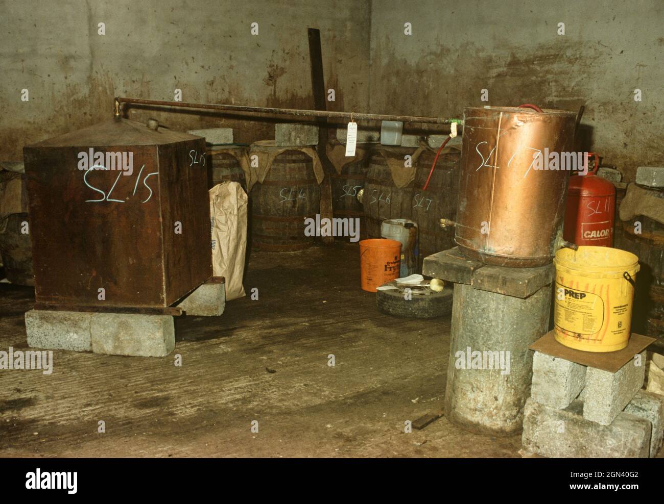 Illicit still in the making of Potcheen, Poteen, Ireland Stock Photo ...