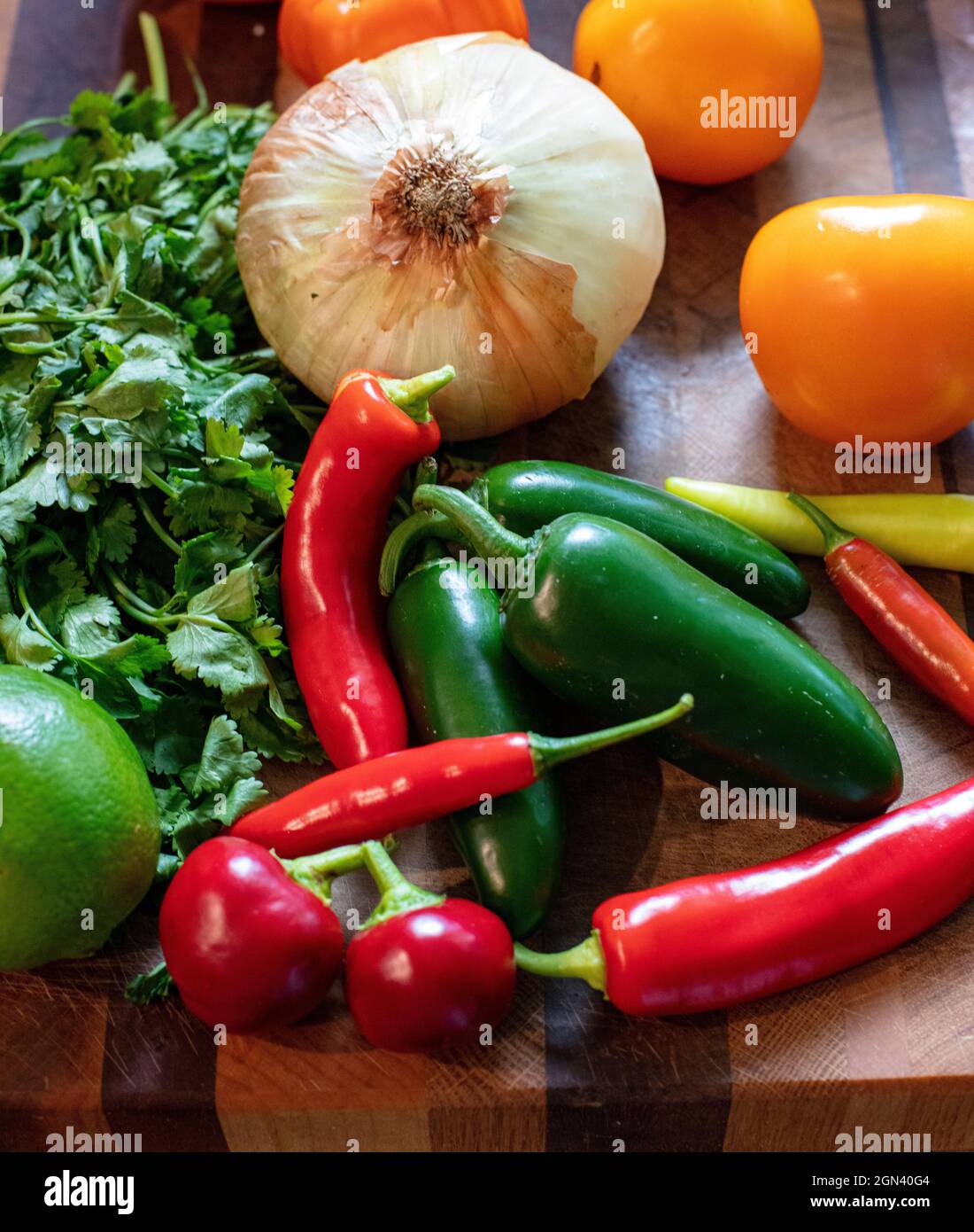 Fresh fruits and vegetables required in the creation of amazing salsa ...