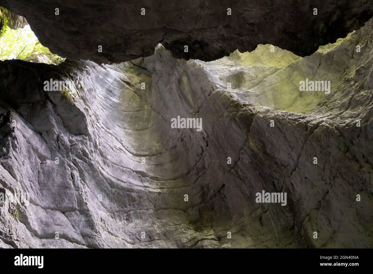 Canyon carved into the millenary rock by the flow of the river below ...