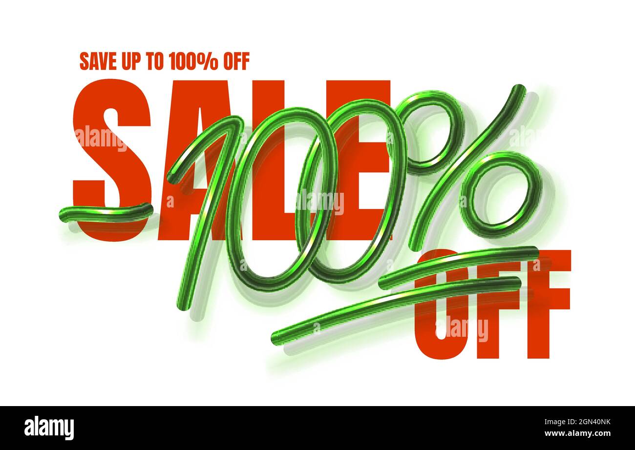 Up To 100 off sale banner, promotion flyer, marketing label. Vector ...