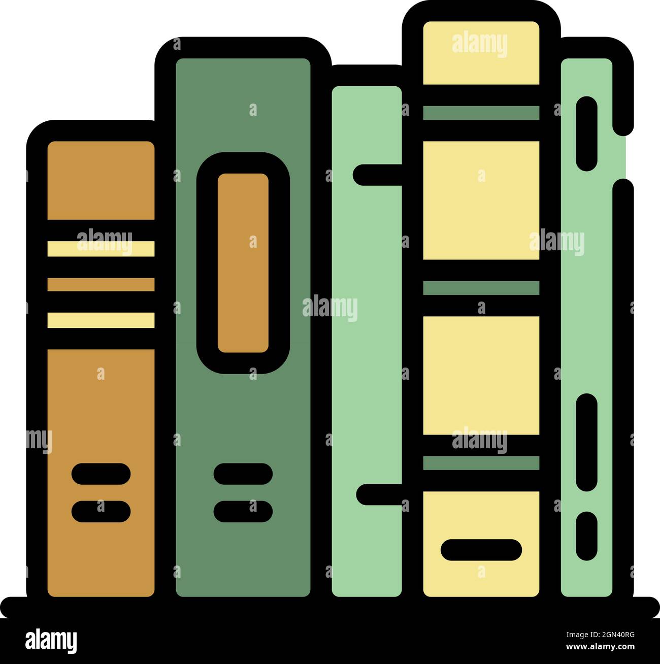 Books stack icon. Outline books stack vector icon color flat isolated ...
