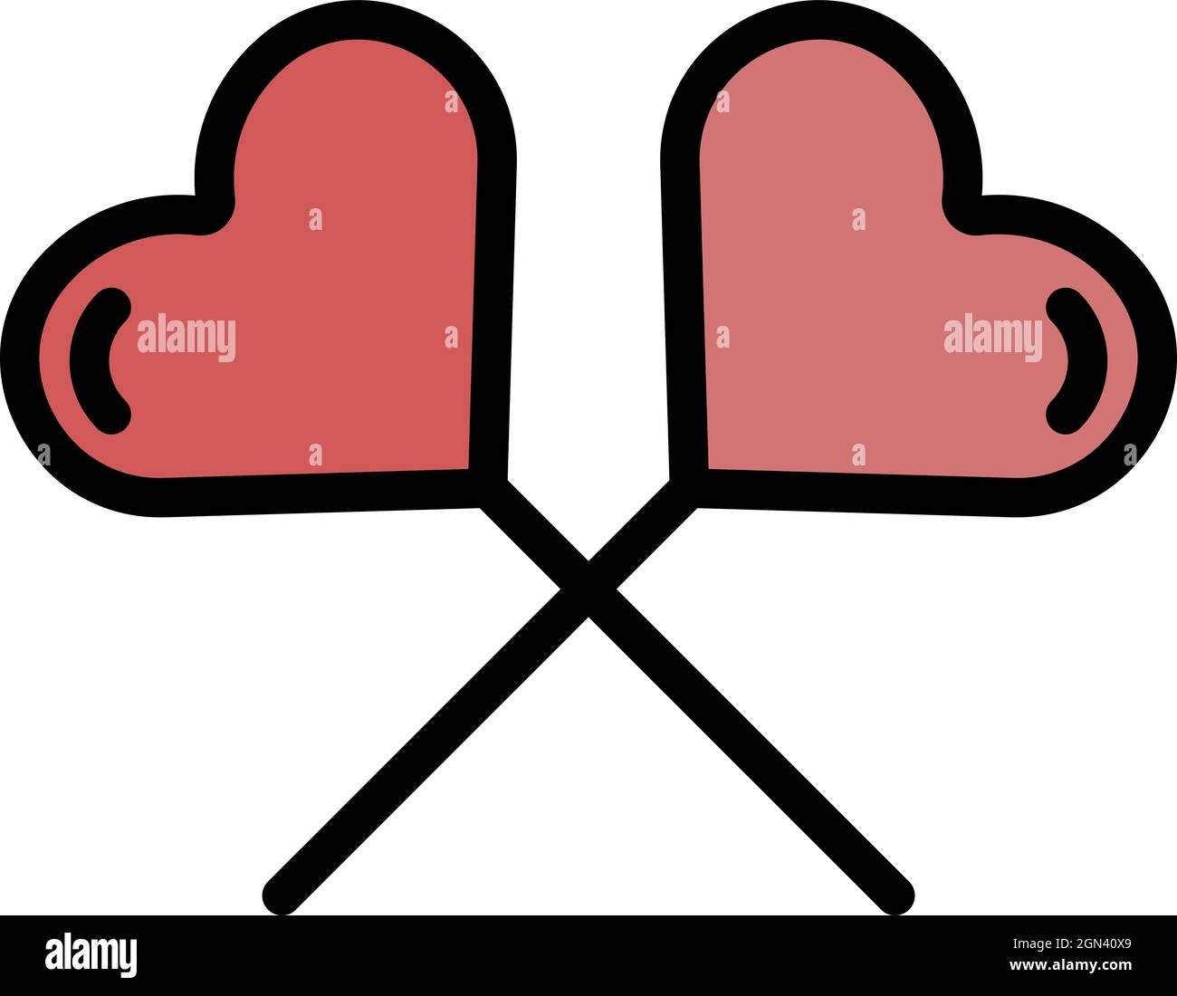 Heart lollypop icon. Outline heart lollypop vector icon color flat ...