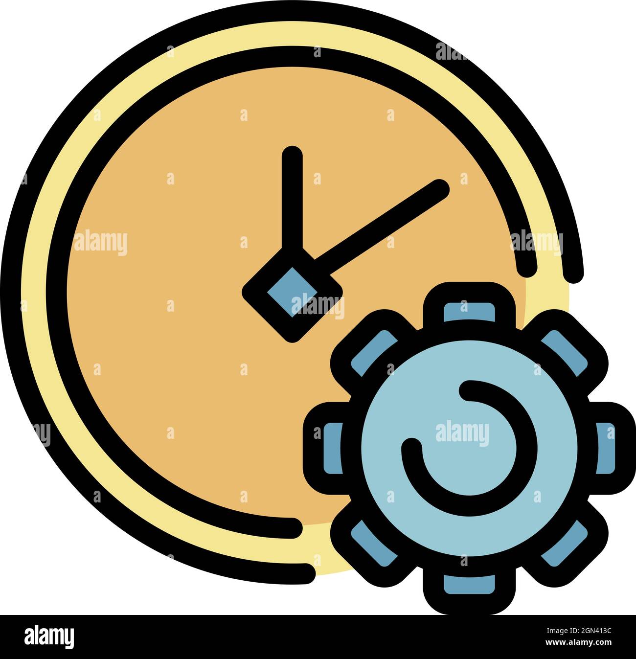 Gear clock icon. Outline gear clock vector icon color flat isolated ...