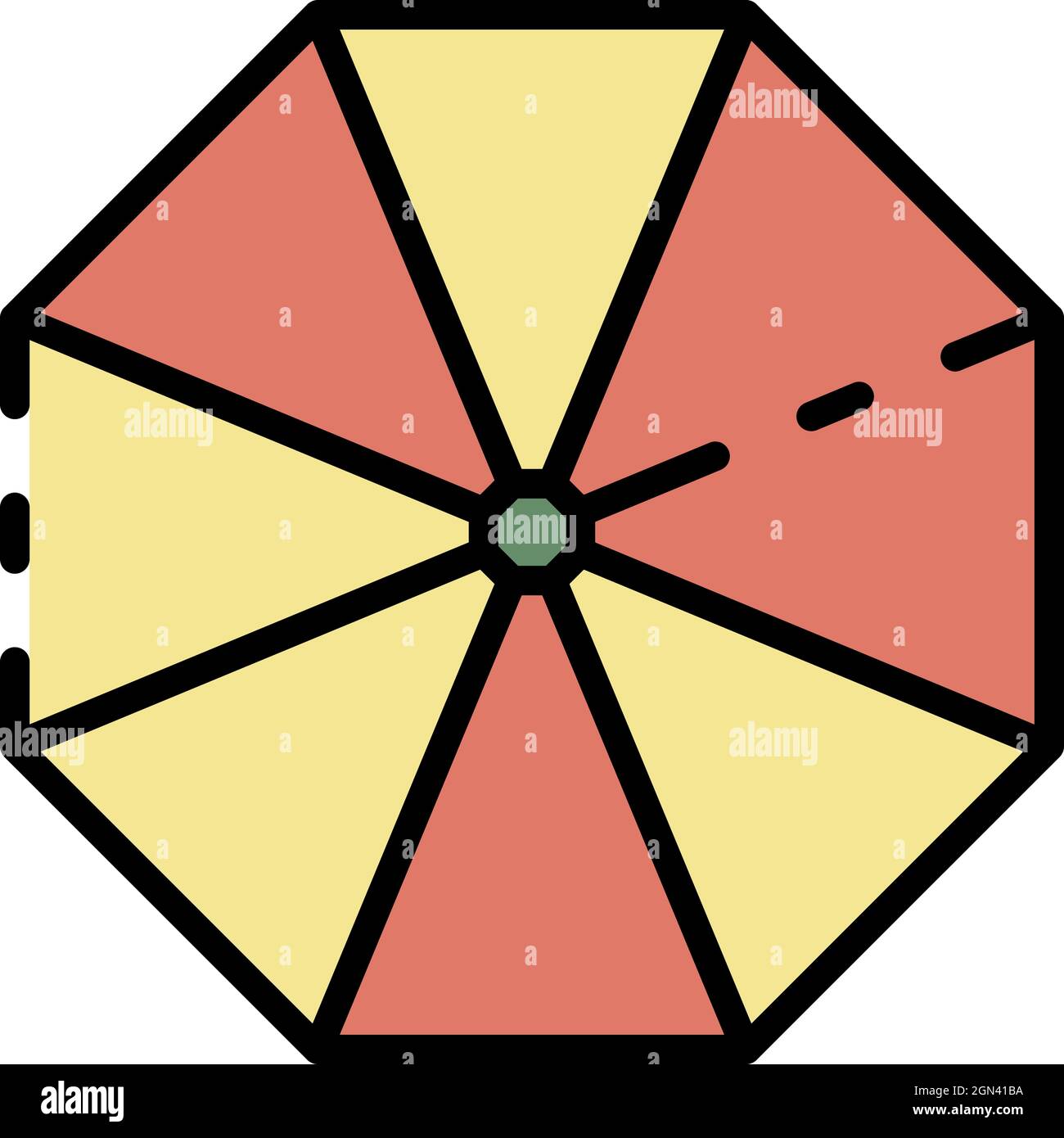 Umbrella top view icon. Outline umbrella top view vector icon color ...