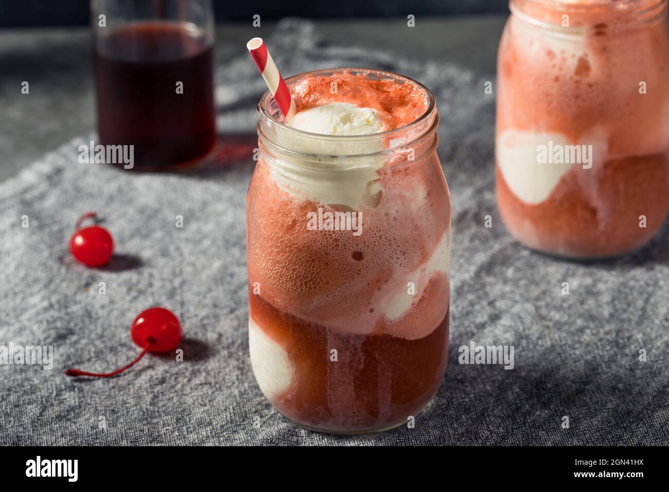 Cold Cherry Cola Ice Cream Float with a Straw Stock Photo - Alamy