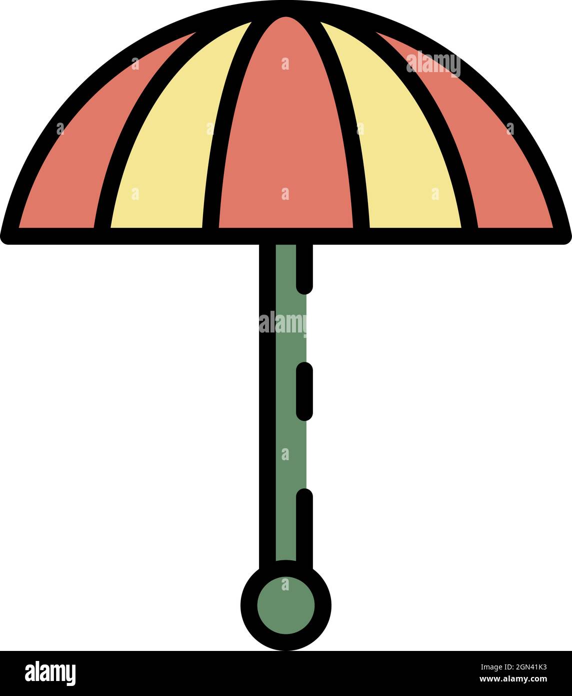 Folding parasol icon. Outline folding parasol vector icon color flat ...