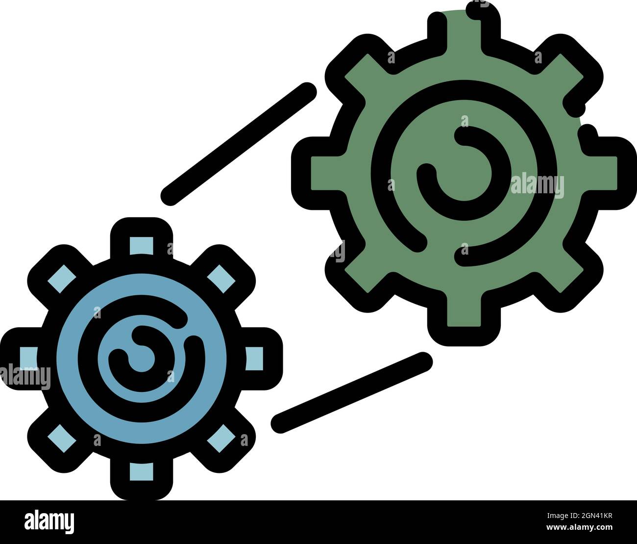 Gear system icon. Outline gear system vector icon color flat isolated ...