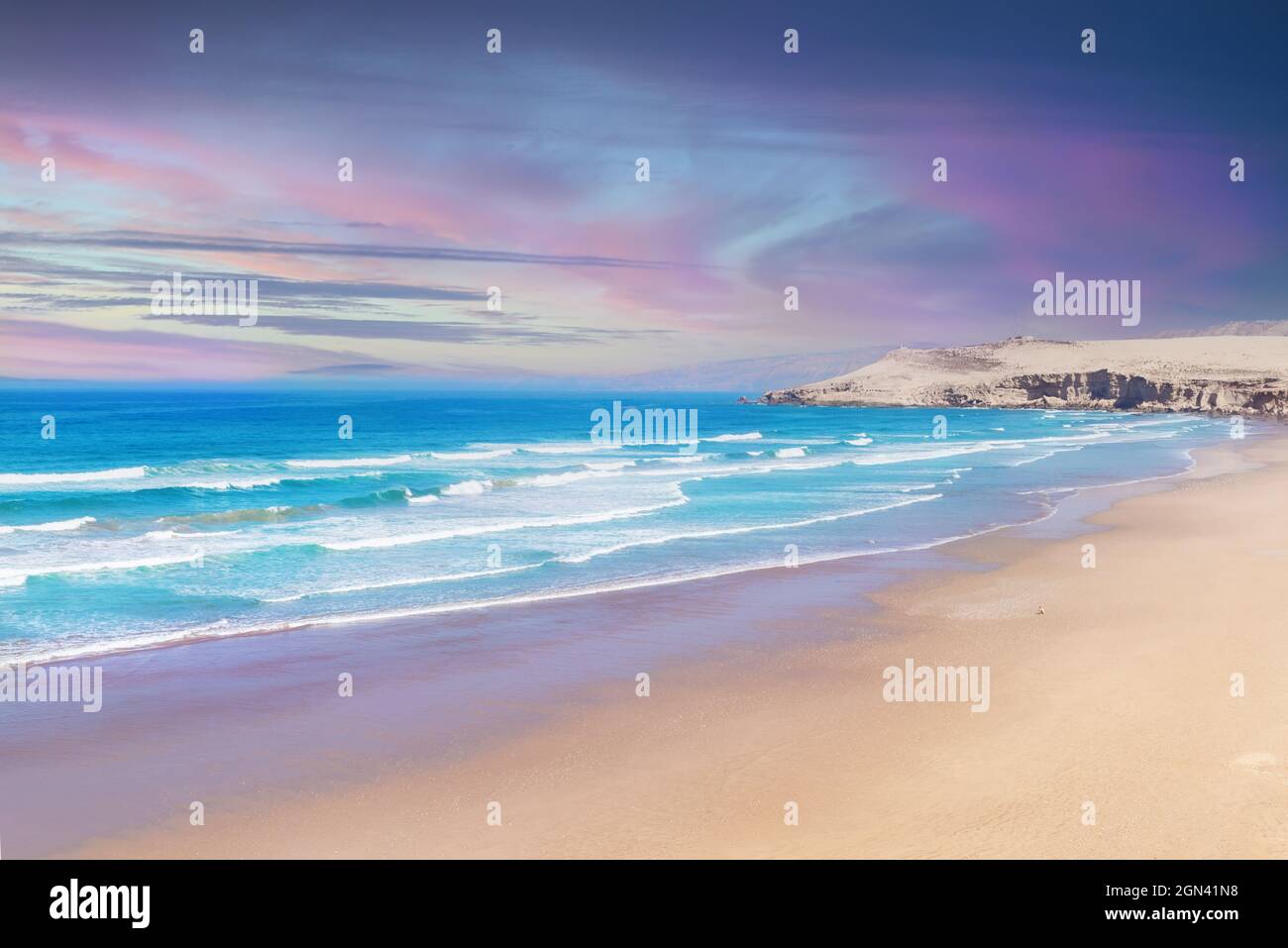 Beautiful sunset scene over the Atlantic ocean coast in Morocco, Africa ...