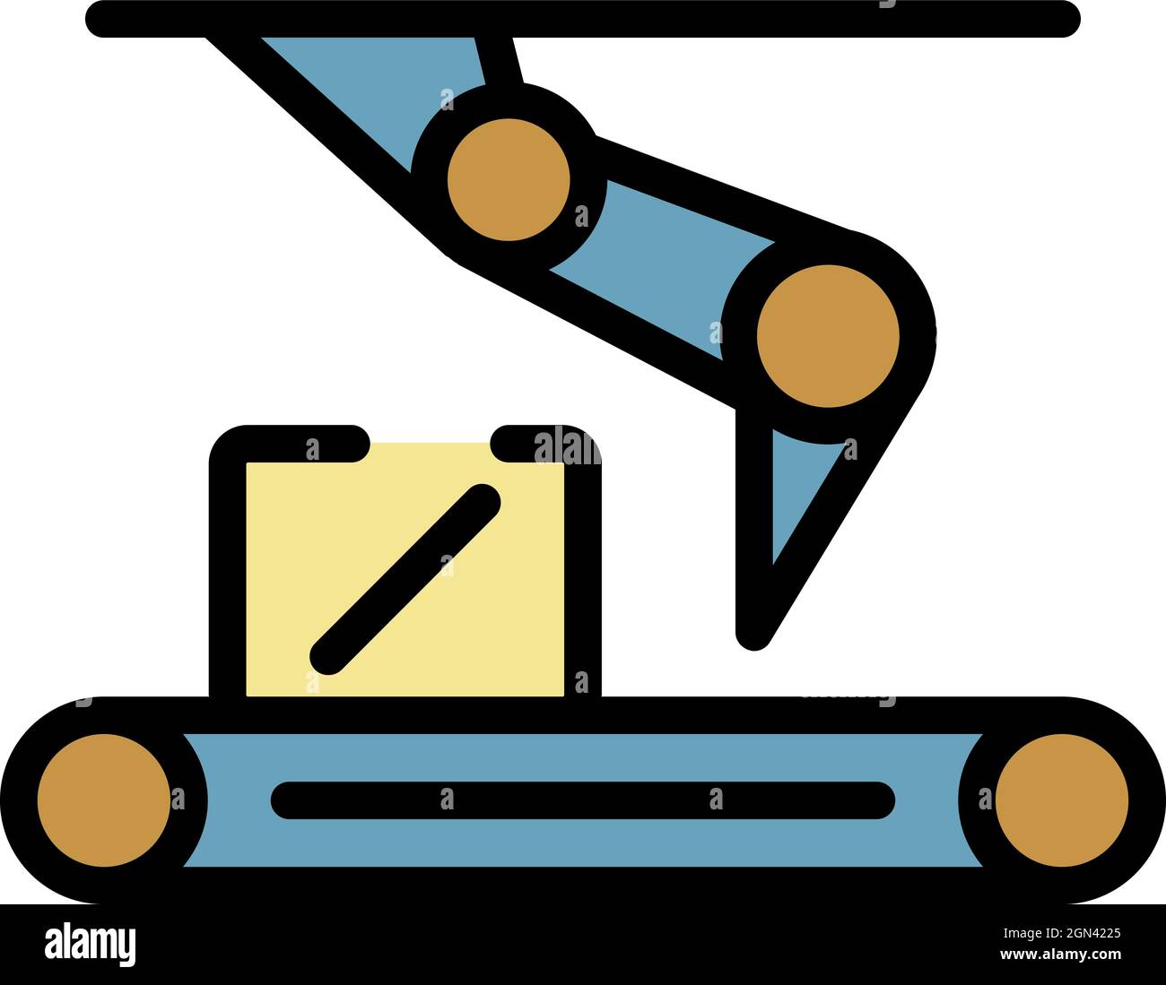 Assembly line icon. Outline assembly line vector icon color flat ... Assembly line icon. Outline assembly line vector icon color flat ...