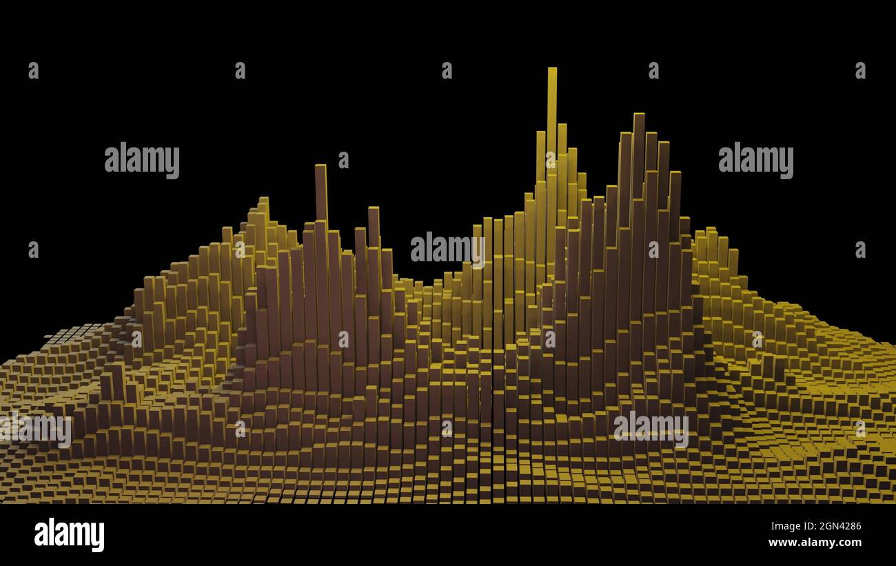 Colorful cubic mountains. Colorful Bar graphs rising , falling .3d ...