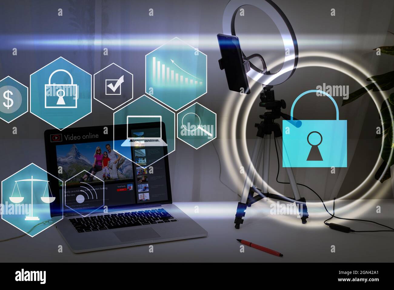 Developing network security system. Internet data security concept ...