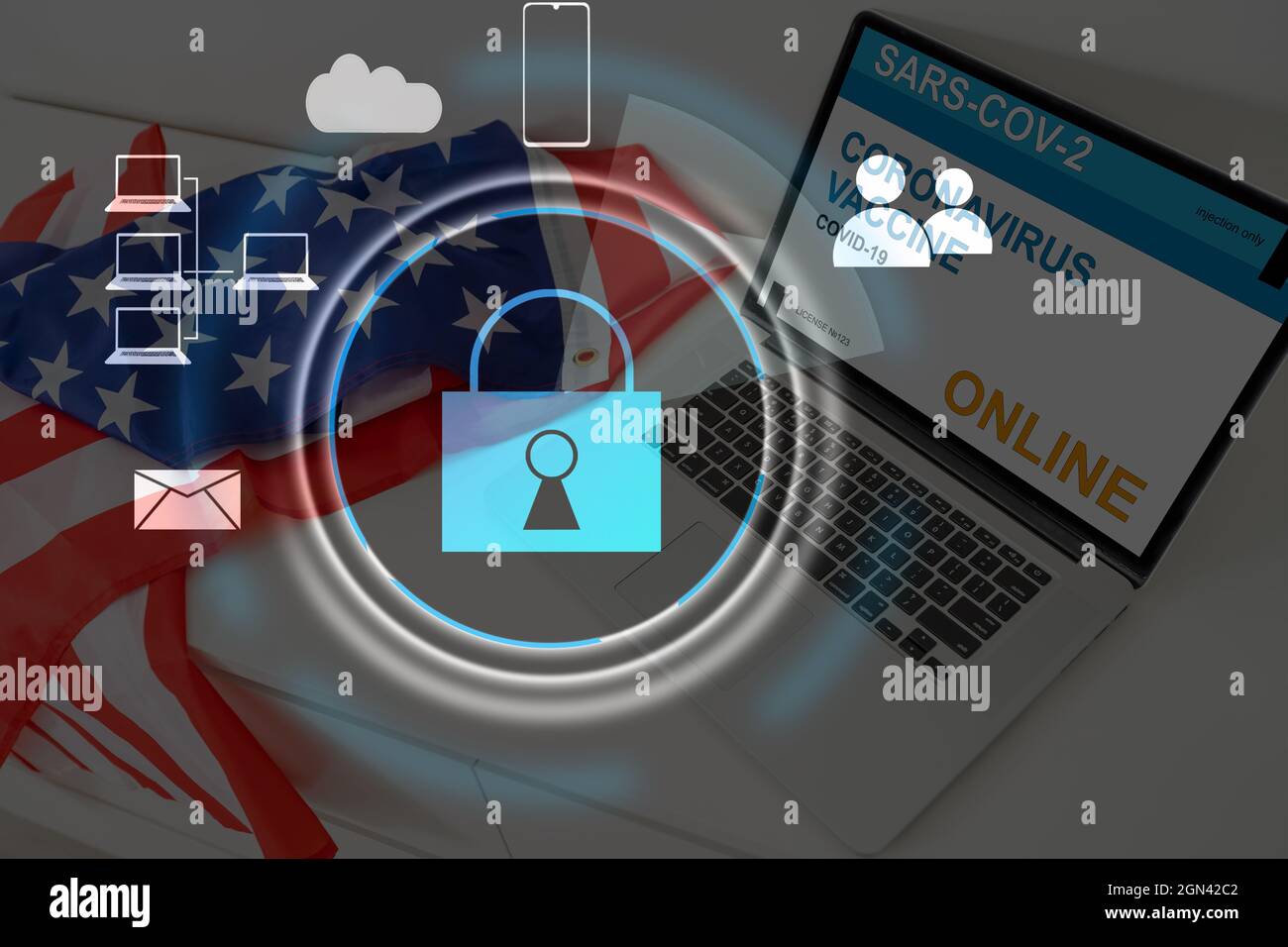 Person using a laptop computer with technology cybersecurity and ...