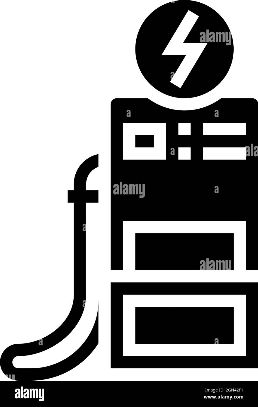 operator refuel car, gas station worker service glyph icon vector ...