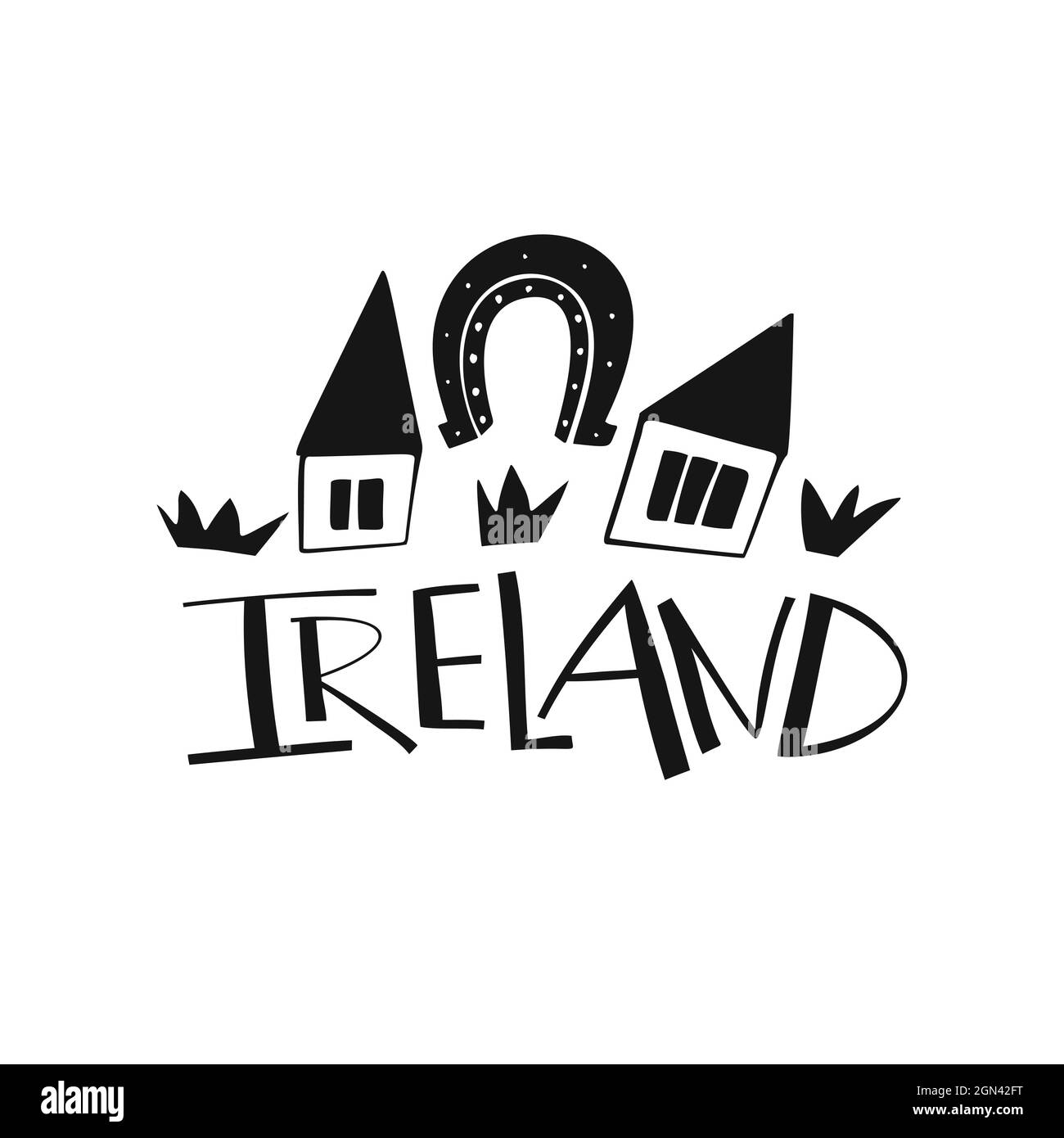 Vector hand drawn Ireland logo. Travel illustration of Republic of ...