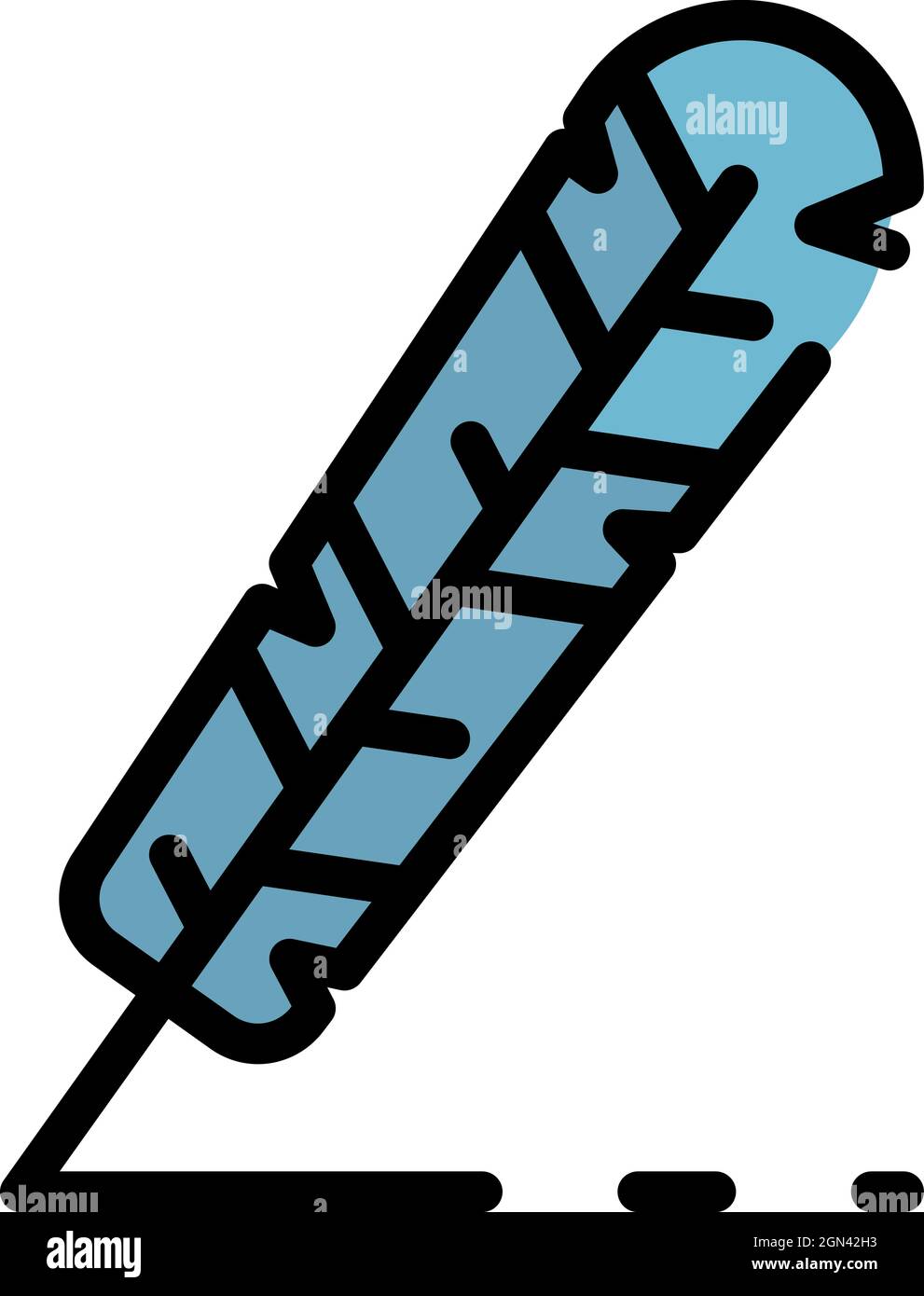 Feather writing icon. Outline feather writing vector icon color flat ...