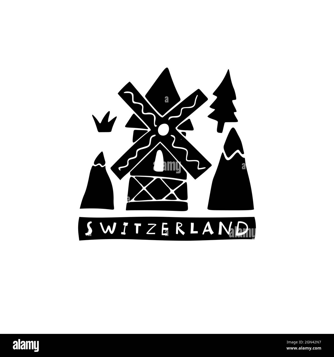 Vector hand drawn symbols of Switzerland. Travel illustration. Swiss ...