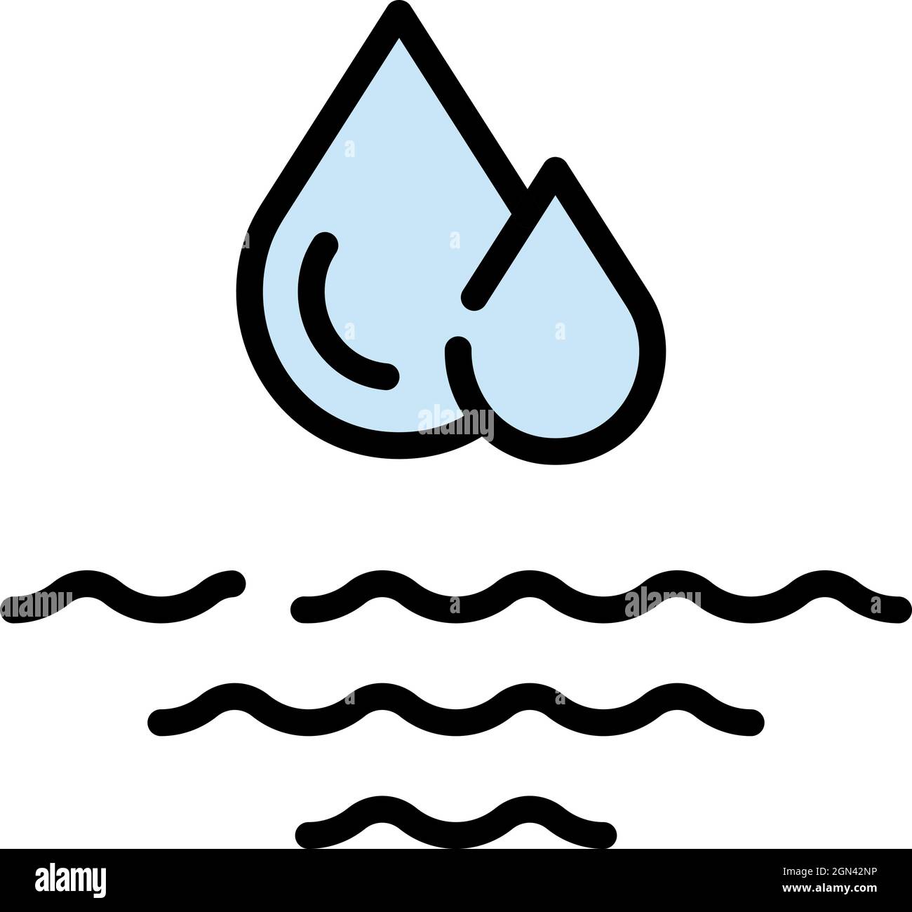 Water drop flood icon. Outline water drop flood vector icon color flat isolated Stock Vector ...