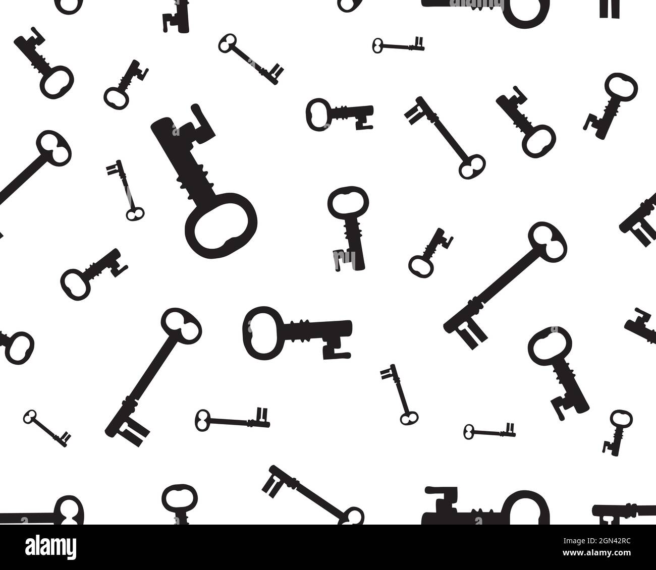 Seamless pattern of black silhouettes of keys Stock Photo - Alamy