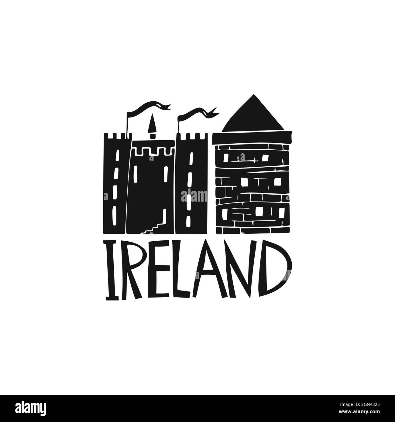 Vector hand drawn Ireland logo. Travel illustration of Republic of ...
