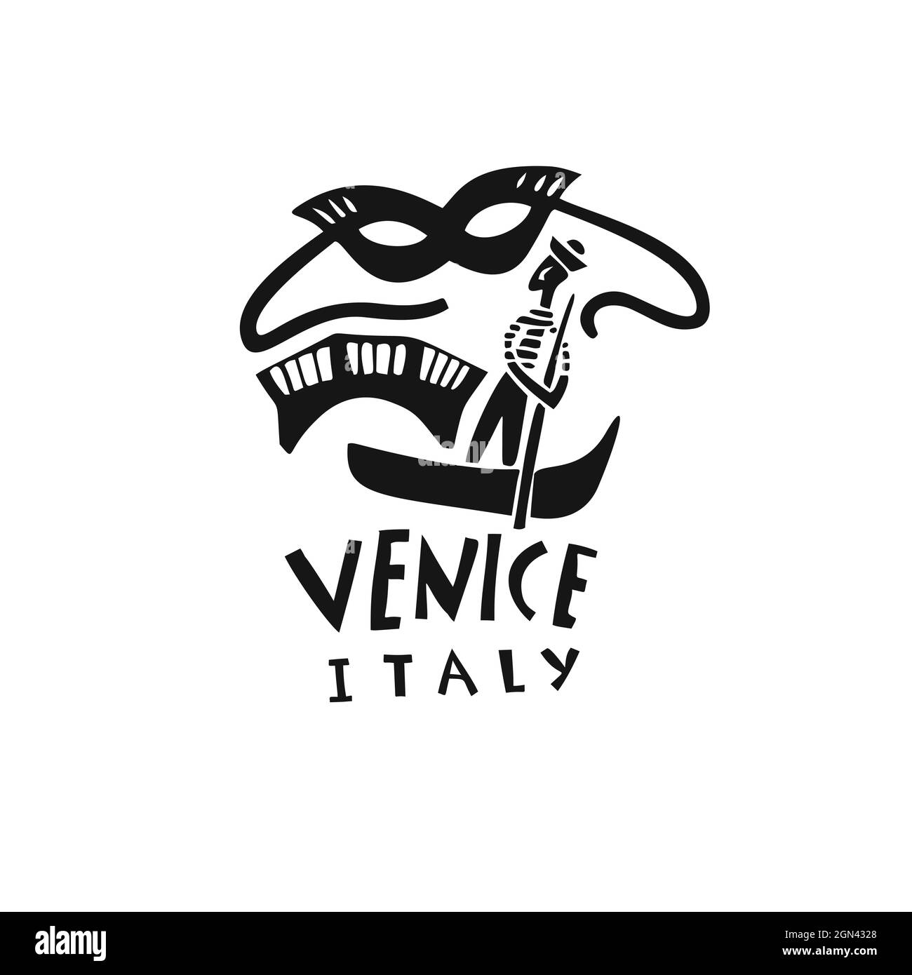 Vector hand drawn Italy label. Travel illustration of Venice. Hand ...