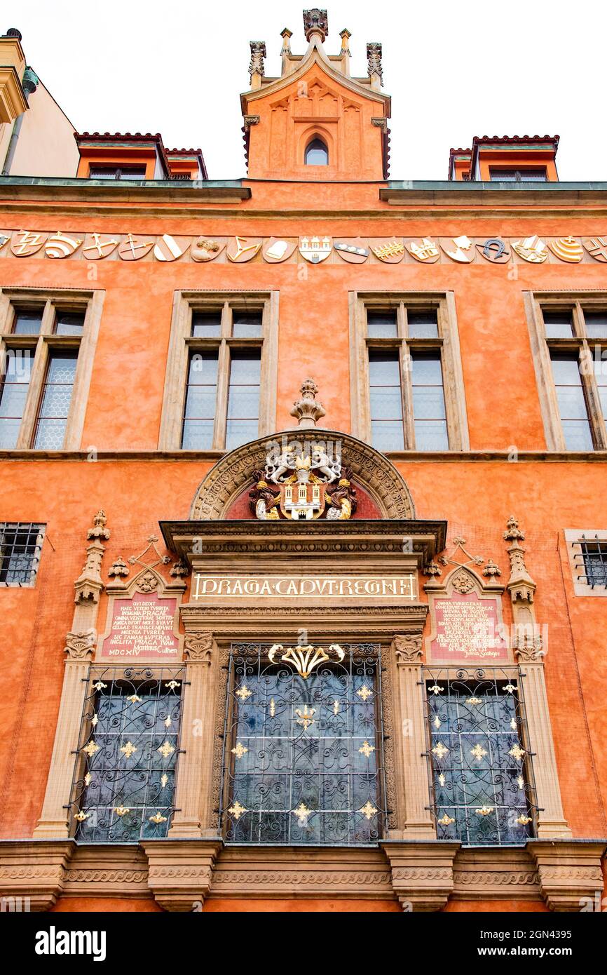 Information center facade at Staromestske radnice which is a 14th ...