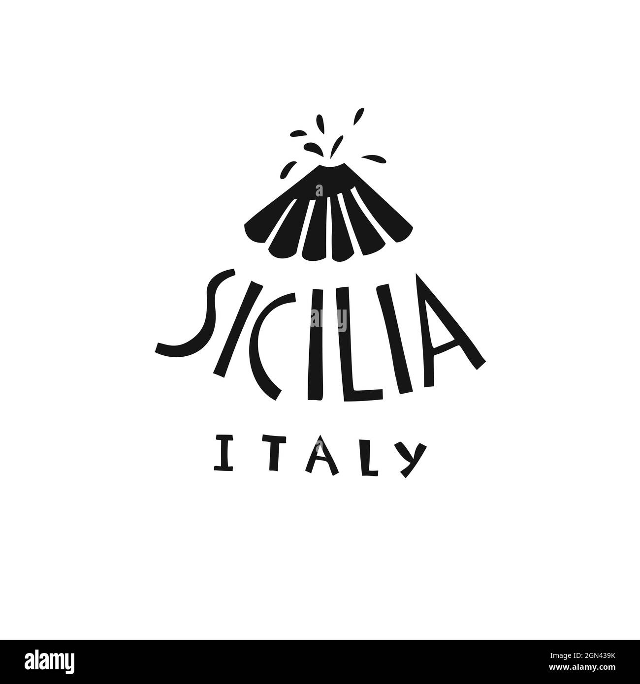 Vector hand drawn Italy label. Travel illustration of Sicily. Hand ...
