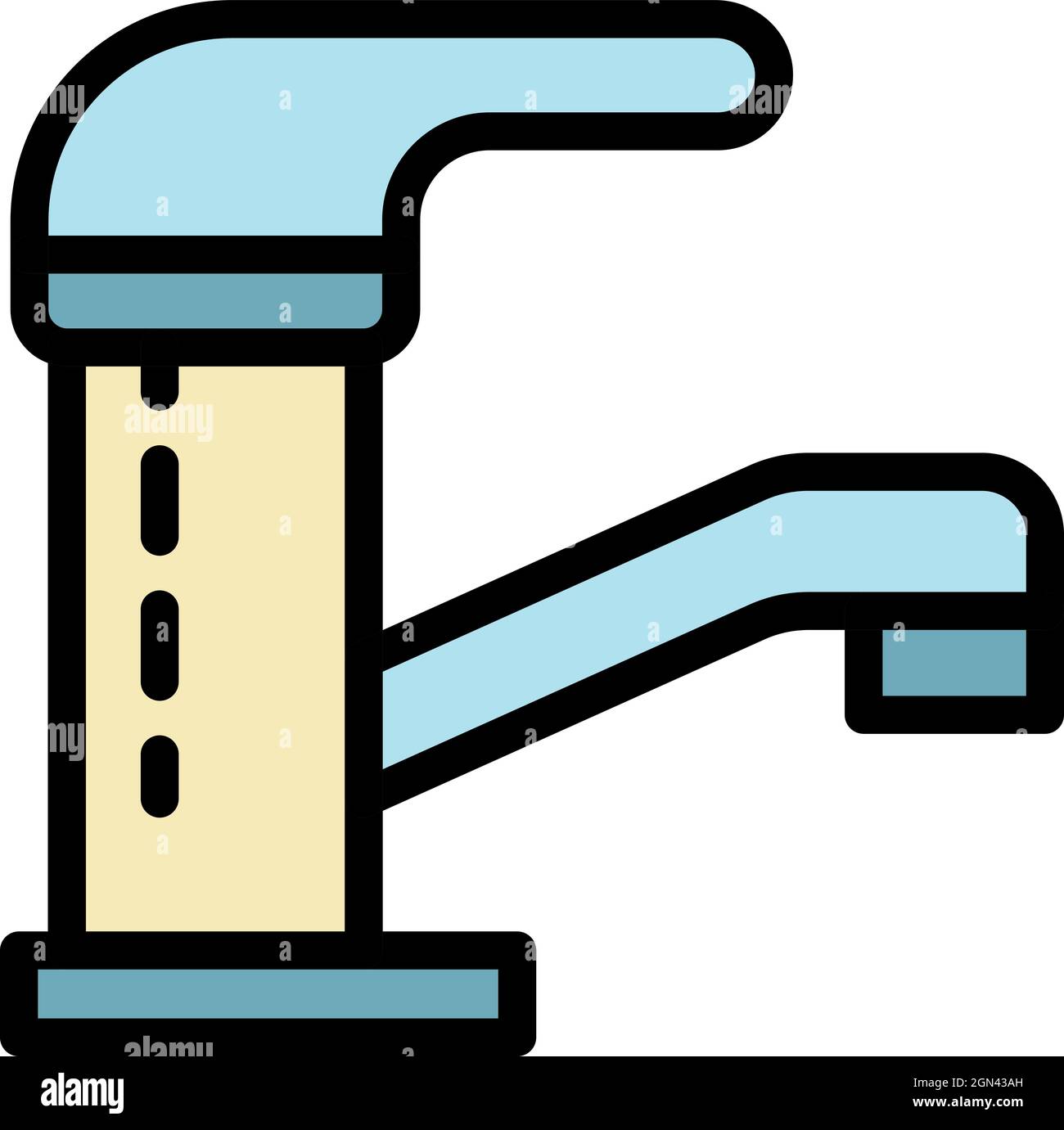 Closed water tap icon. Outline closed water tap vector icon color flat ...