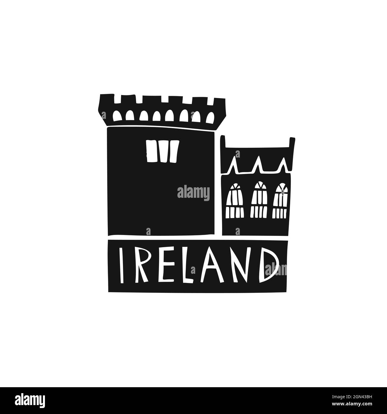 Vector hand drawn Ireland logo. Travel illustration of Republic of ...