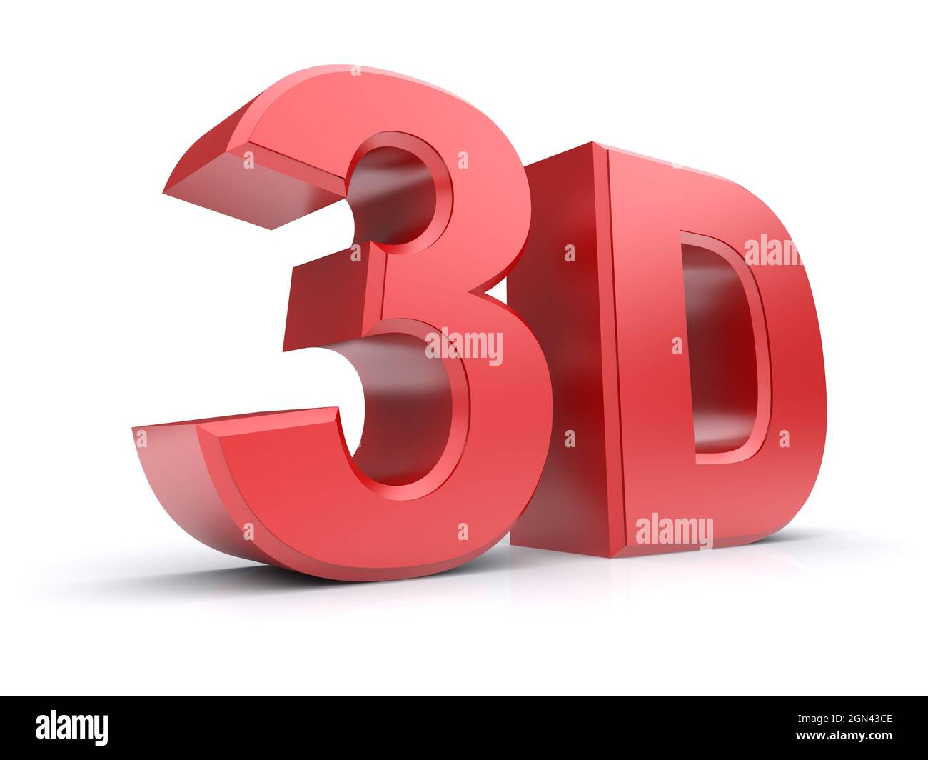 Red 3d word 3D. Isolated on a white background. 3d image Stock Photo ...