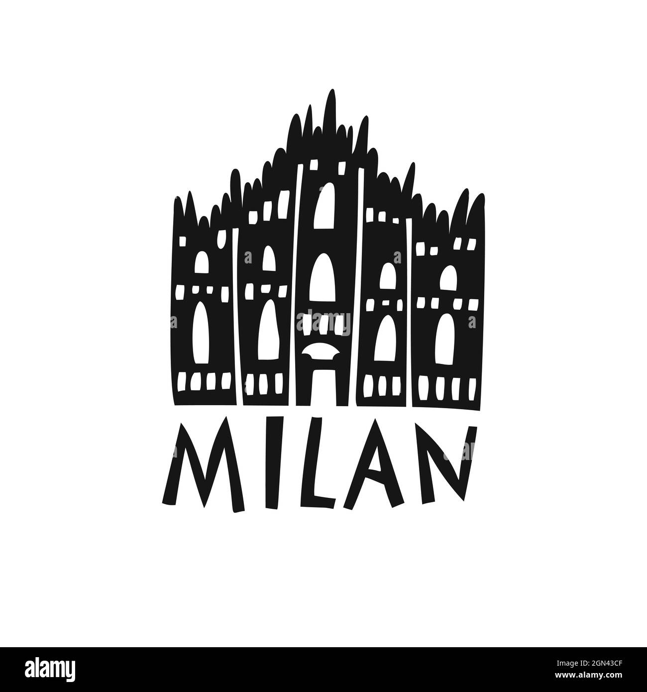 Vector hand drawn Italy label. Travel illustration of Milan. Hand drawn ...