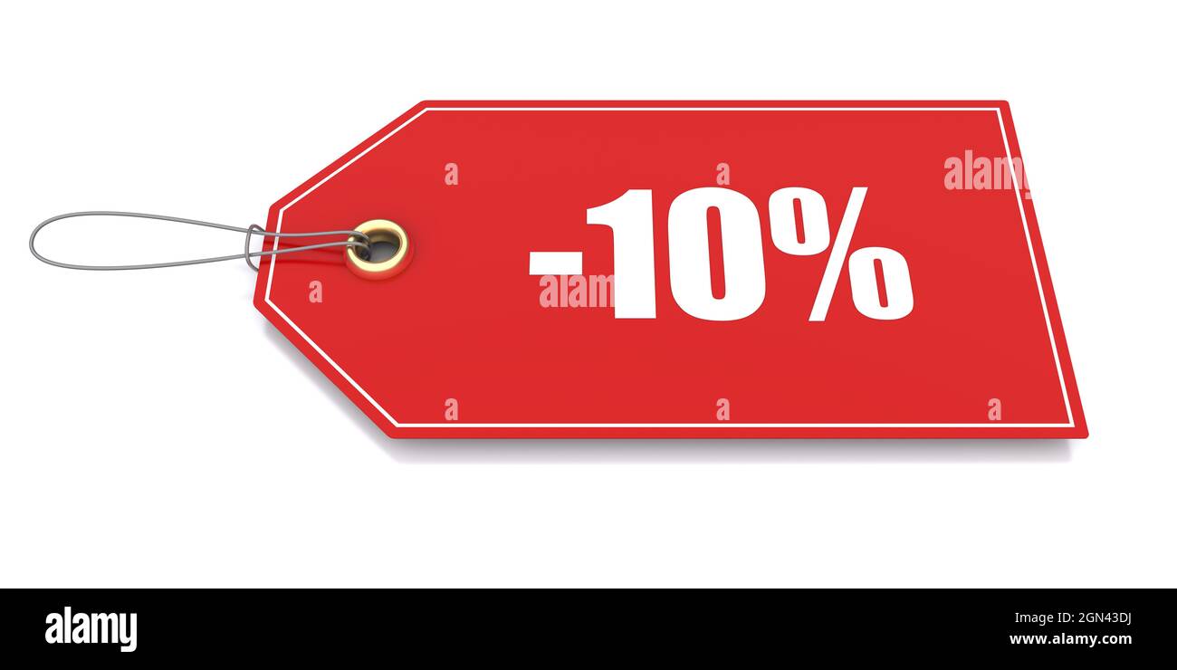 Red discount price tag on a white background Stock Photo - Alamy