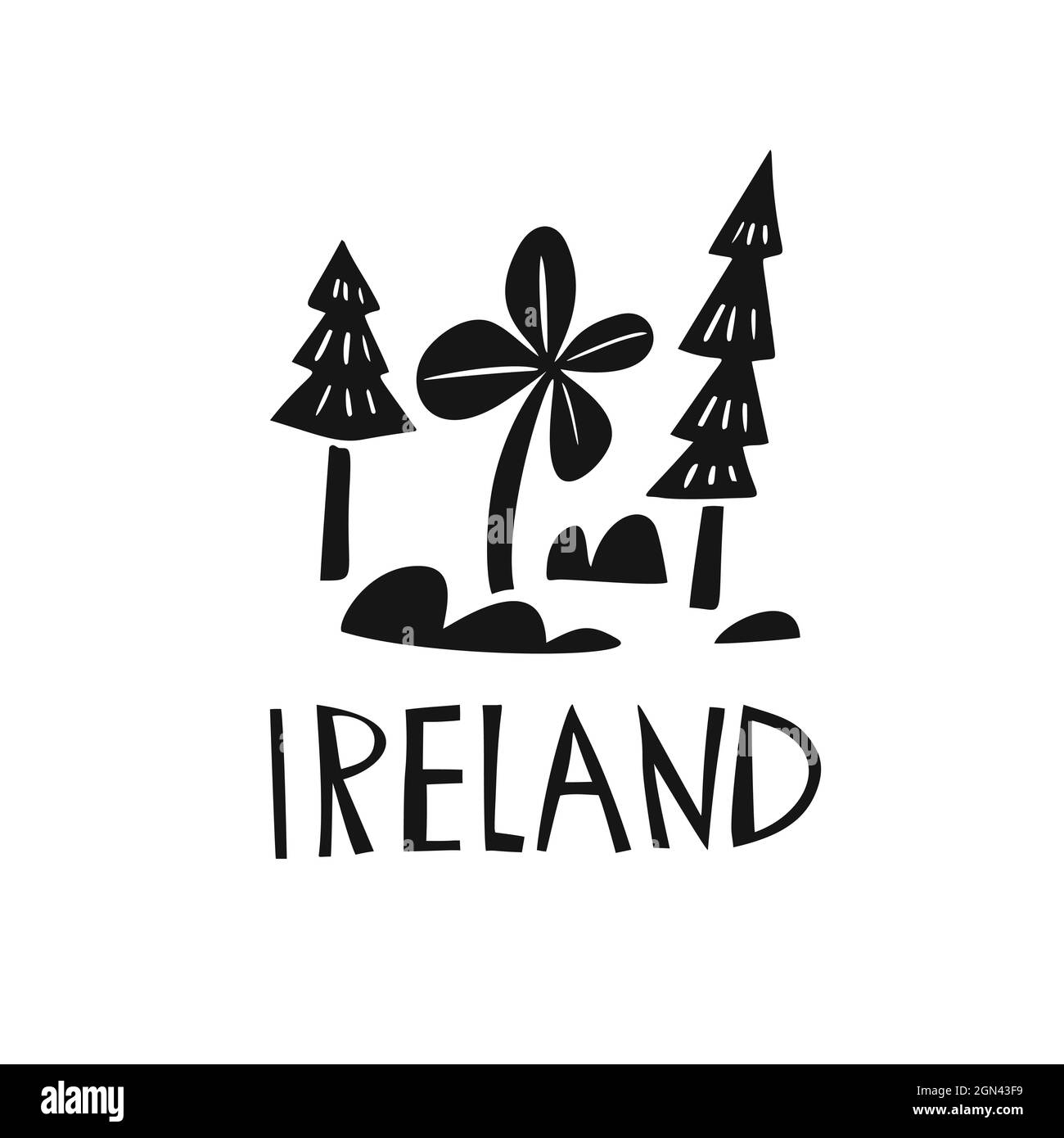 Vector hand drawn Ireland logo. Travel illustration of Republic of ...