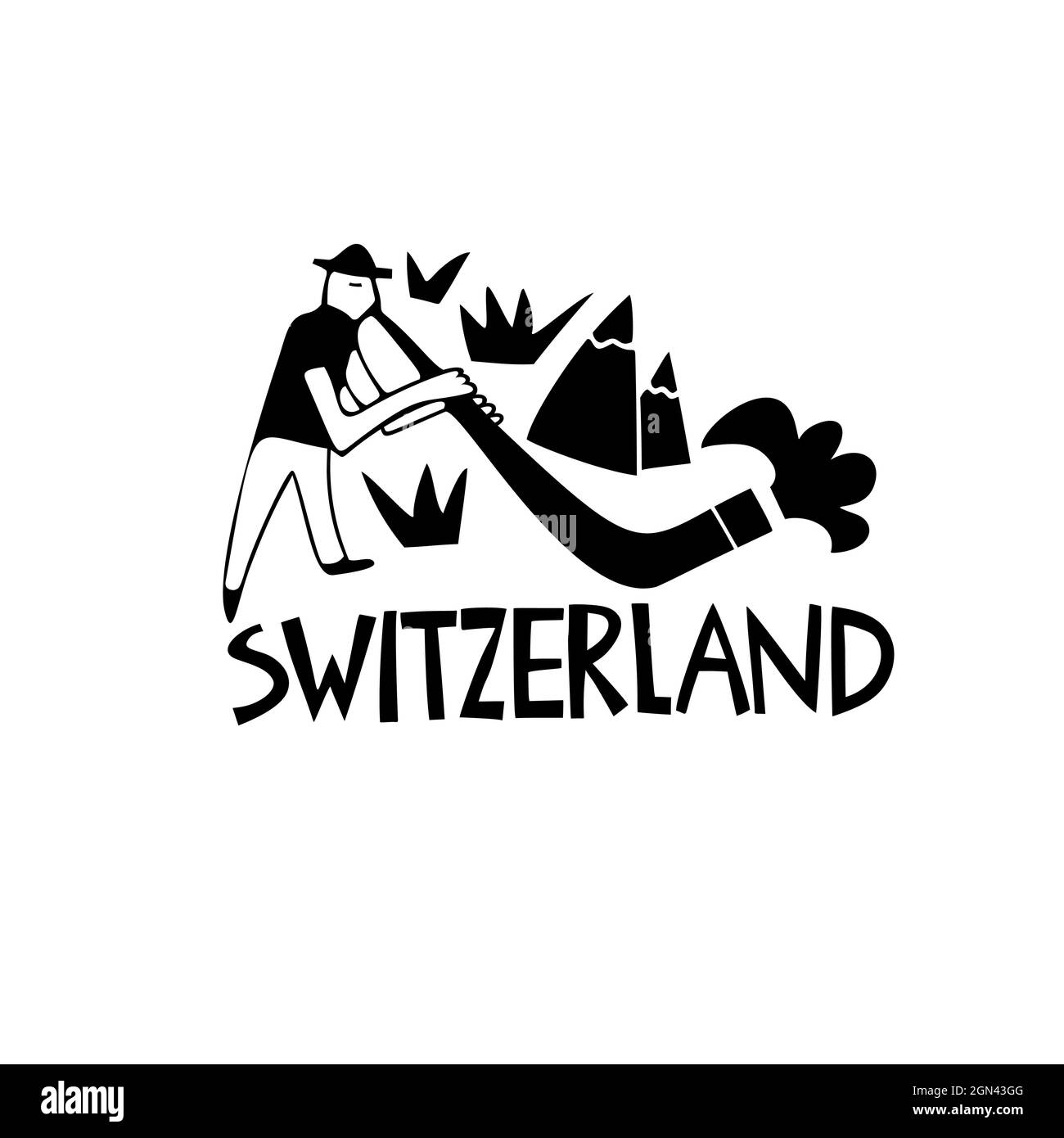 Vector hand drawn symbols of Switzerland. Travel illustration. Swiss ...