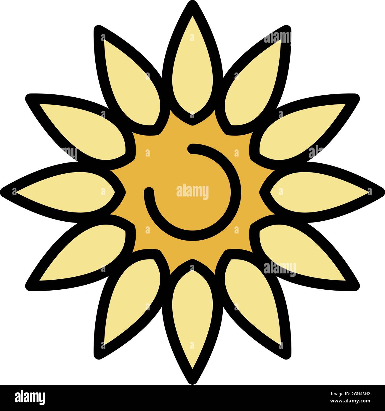 Sunny flower icon. Outline sunny flower vector icon color flat isolated ...