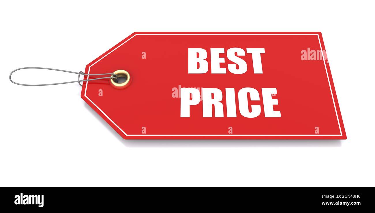 Red price tag. 3d rendered image Stock Photo - Alamy